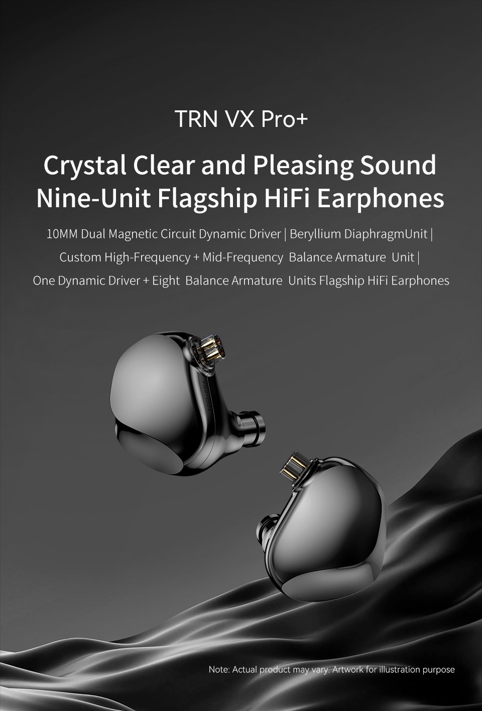 TRN VX PRO + 8BA + 1DD Fones De Ouvido De Metal Híbrido Em IEM HIFI ...