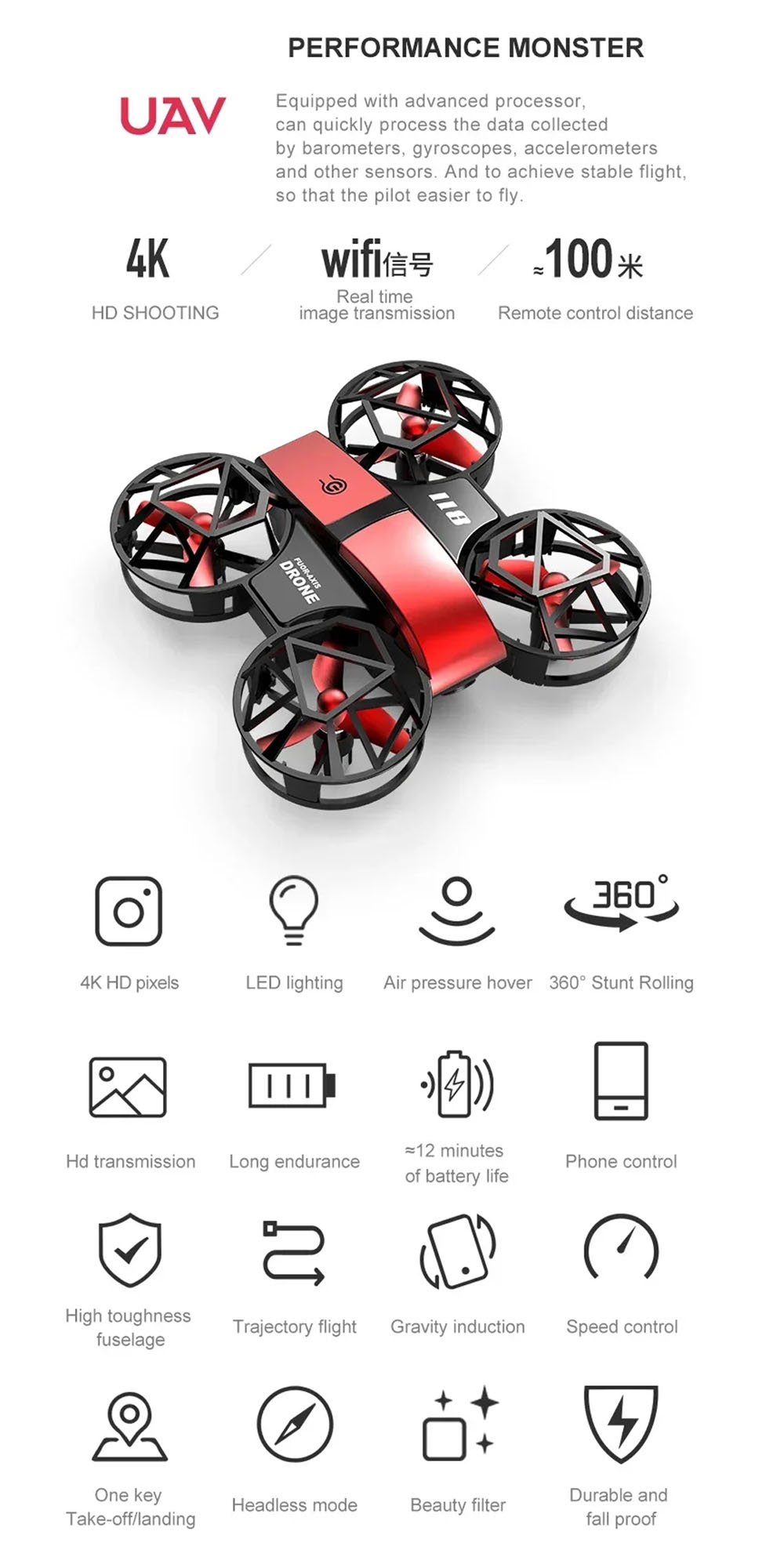 Mini Avião Drone Profissional 4K WiFi FPV HD Câmera Aérea Com Capa ...