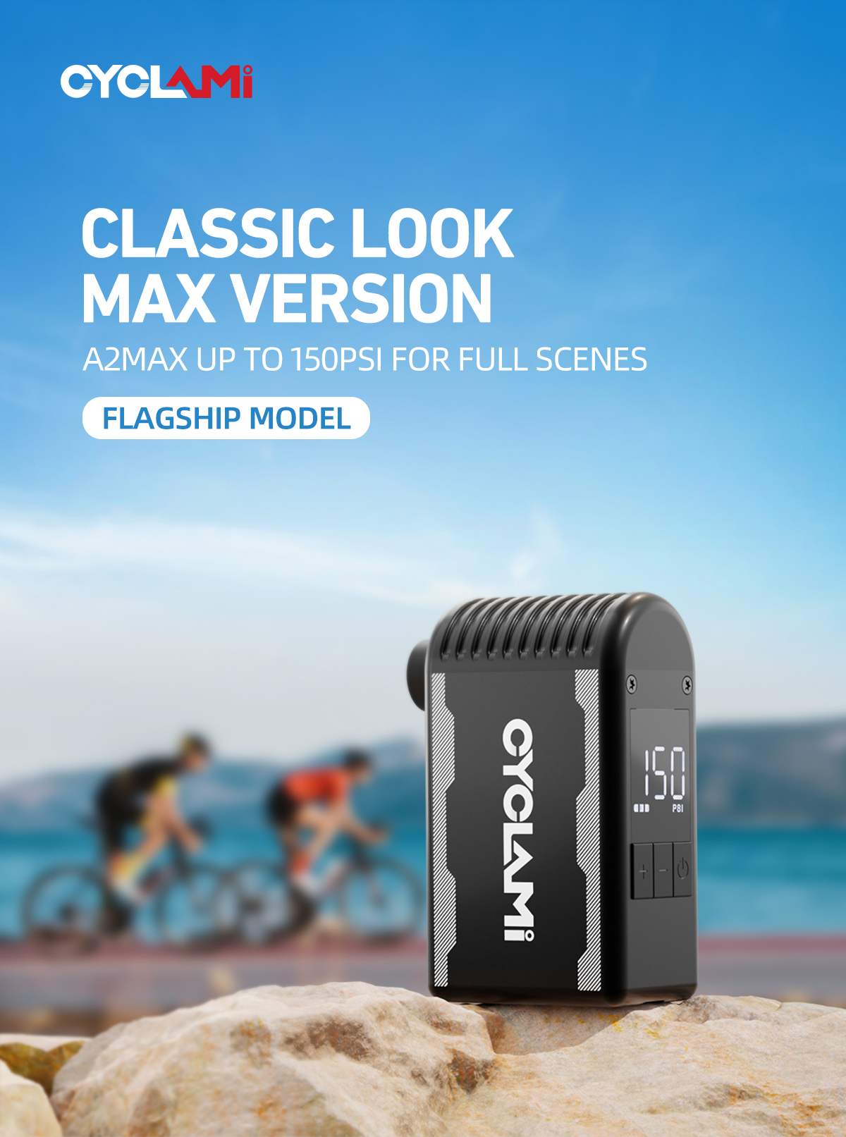 CYCLAMI A2 MAX 150 PSI Display Digital Mini Bomba Elétrica Bicicleta Portátil Inflador De Ar Sem ...