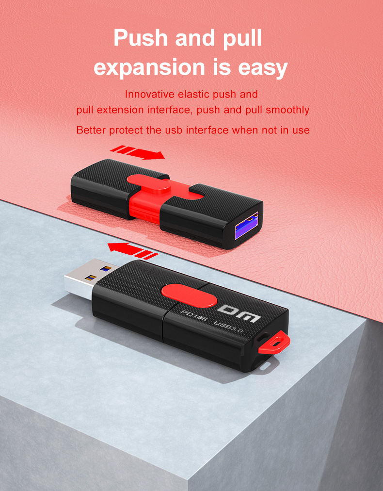 Unidade Flash USB DM USB3.0 De Alta Velocidade PD188 32GB 64GB 128GB ...
