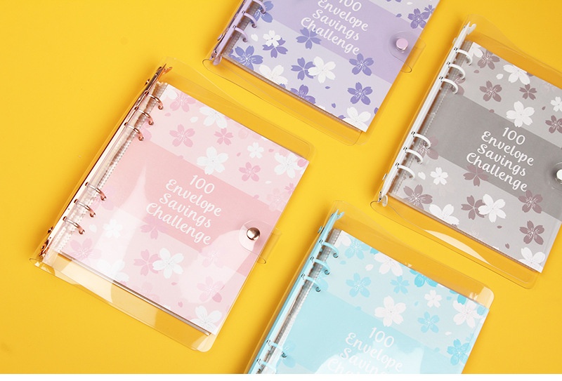 Envelope Caderno de 100 Dias de Economia de Dinheiro com Botões Flor de ...