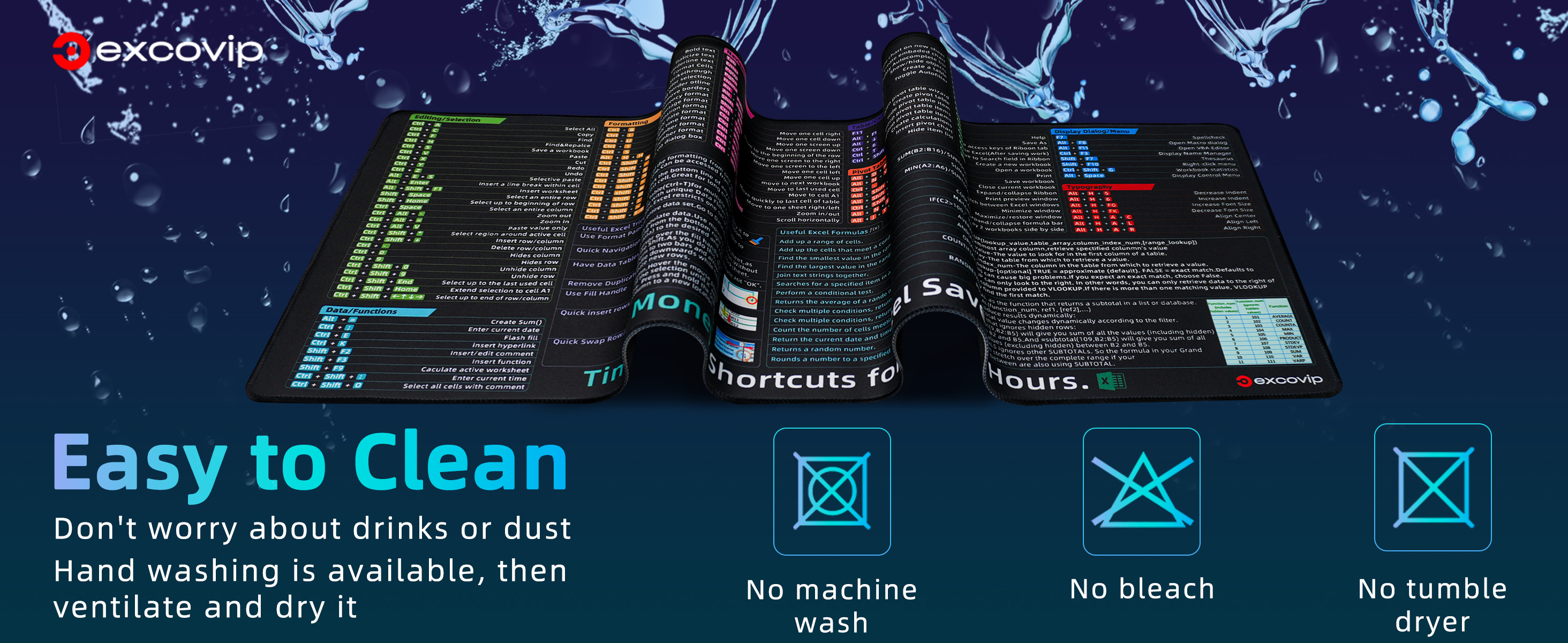 Excovip Mouse Pad Tamanho Grande Excel Inglês Shortcut Key Versão ...