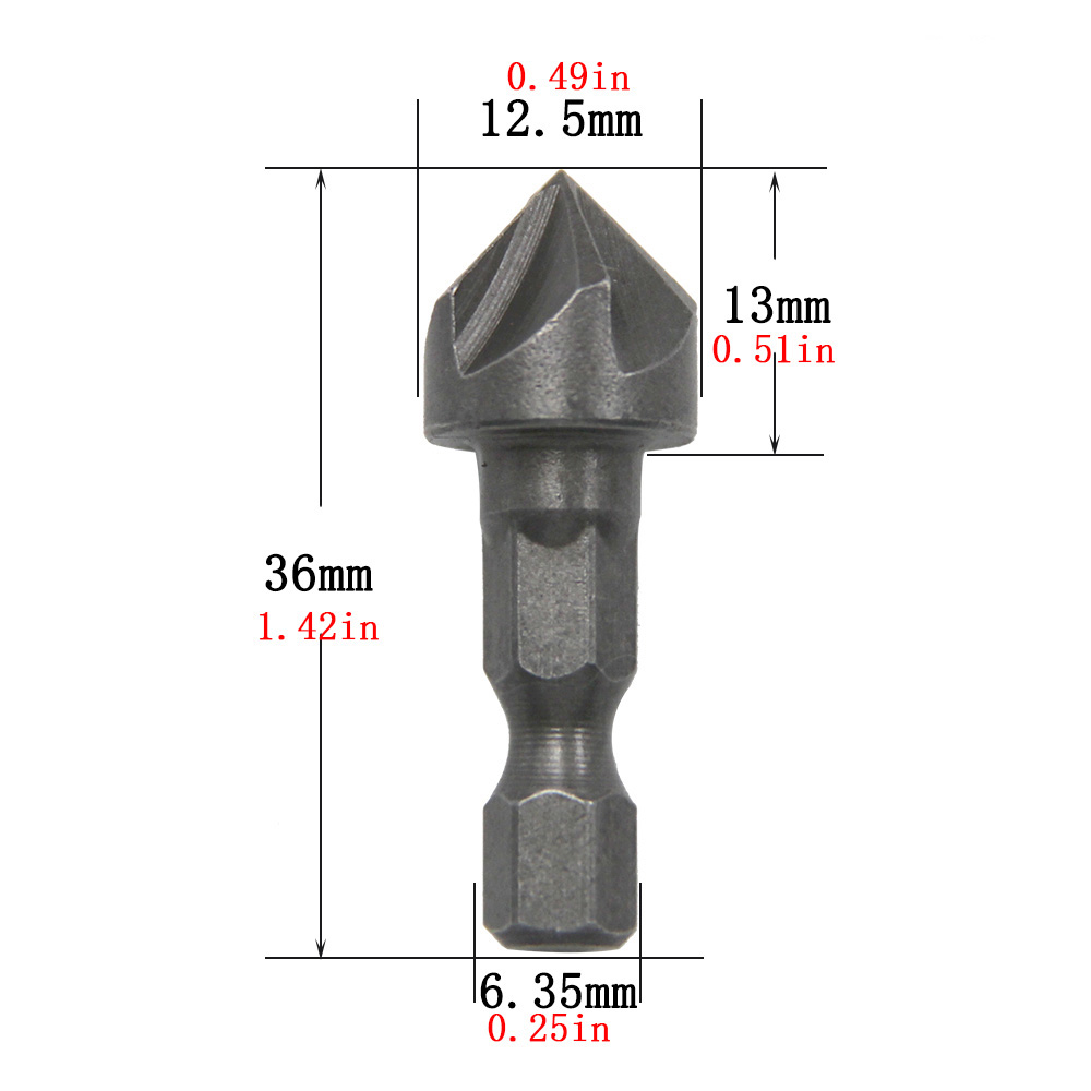 2PCS Ferramenta de Chanfro de Cinco Lâminas 12,5mm para Trabalhar ...