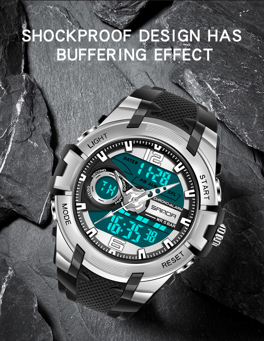 Relógio Eletrônico À Prova d'Água SANDA Digital LED Militar Esportivo de Pulso Top Brand Luxury ...