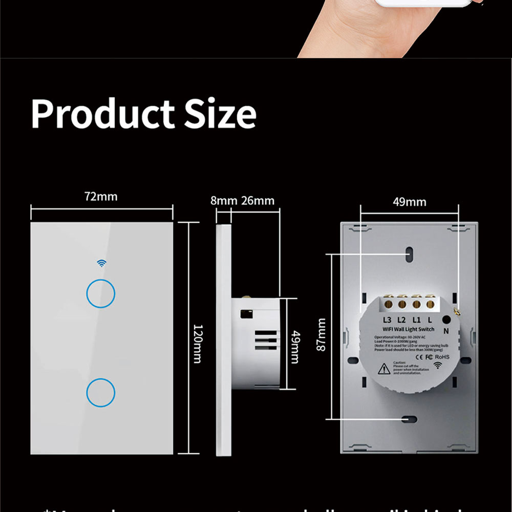 Tuya Smart Life Light Switch Sensor de Toque WiFi Inteligente com ...