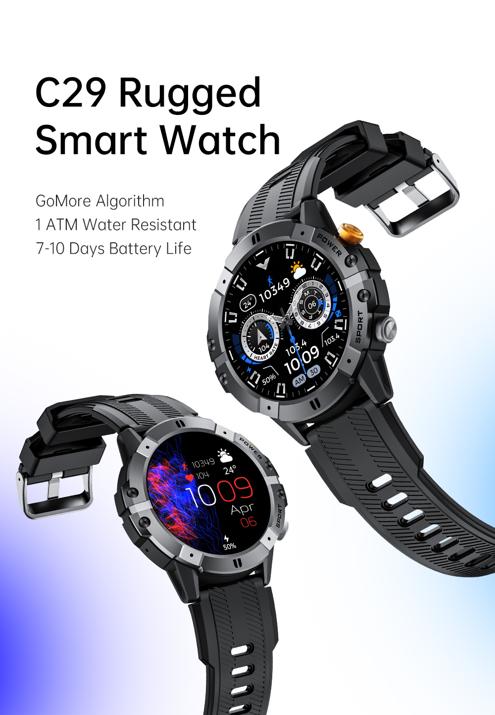 Novo Relógio Smart Watch C29 Robustos Para O Exterior Bluetooth Call ...