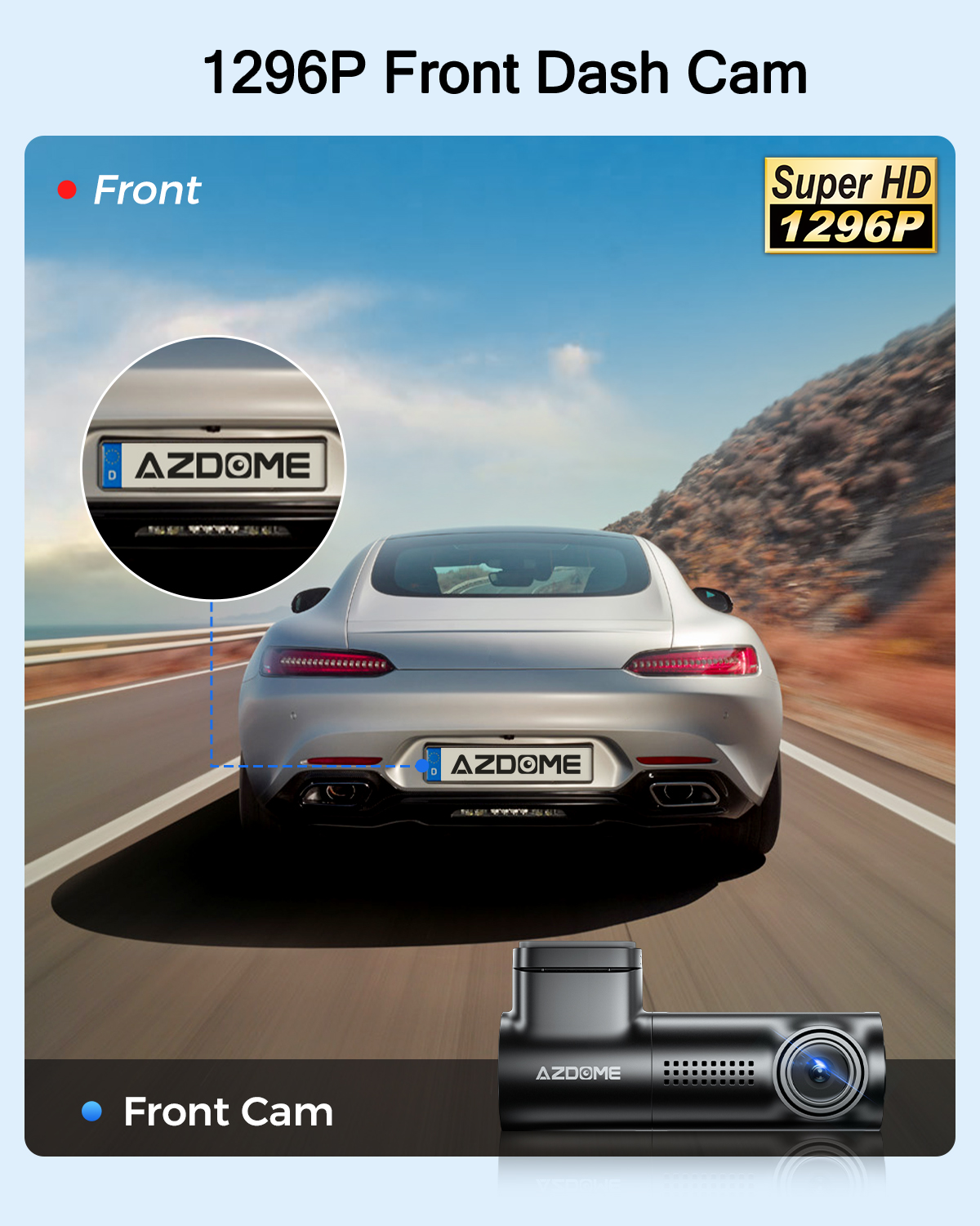 AZDOME M300 Dash Cam 1296P Ultra HD Com WDR Night Vision WiFi App ...