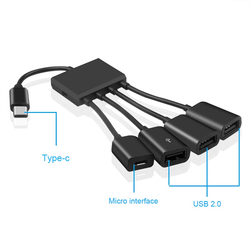 Hot 4 Portas Micro USB Cabo Extensor OTG Hub Preto para Android Tablet ...