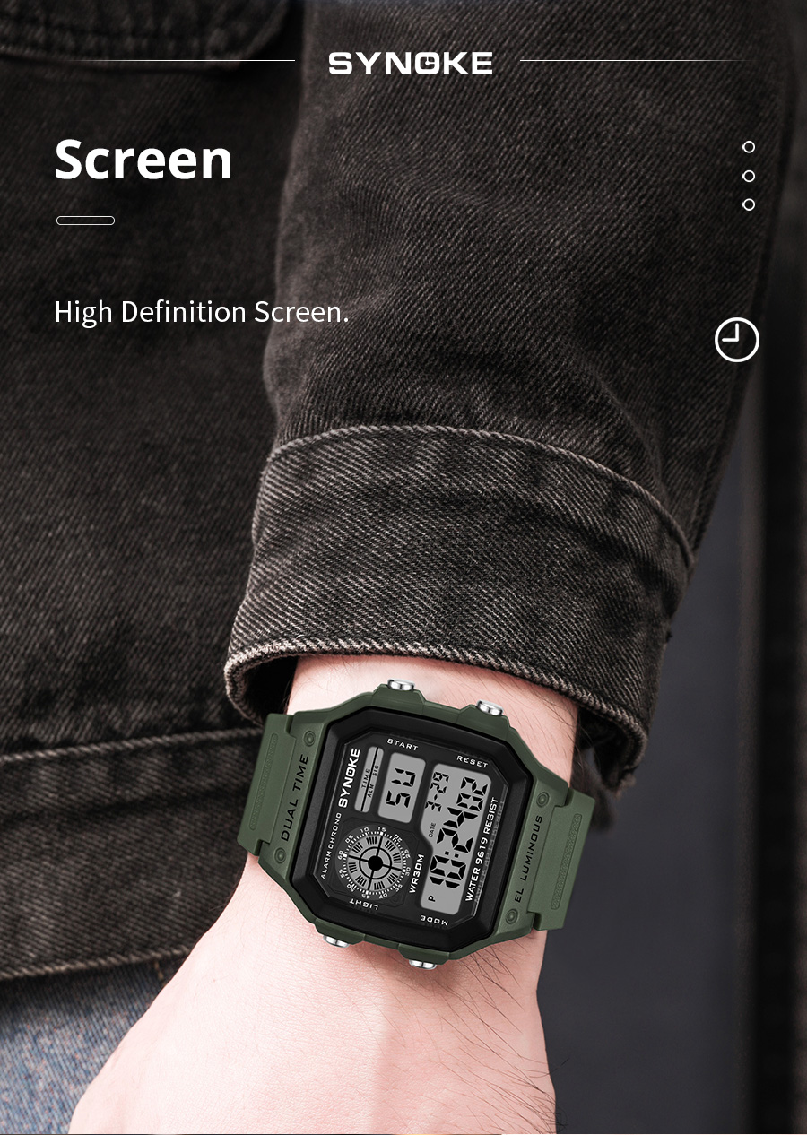 Sinoke Relógio Masculino De Mostrador Quadrado À Prova D'água ...