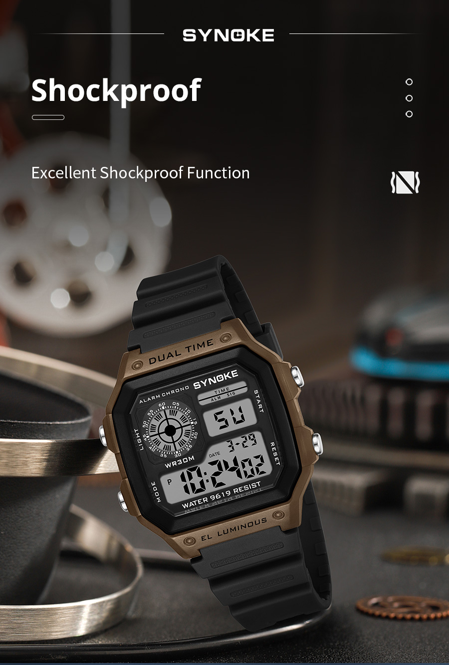 Sinoke Relógio Masculino De Mostrador Quadrado À Prova D'água ...