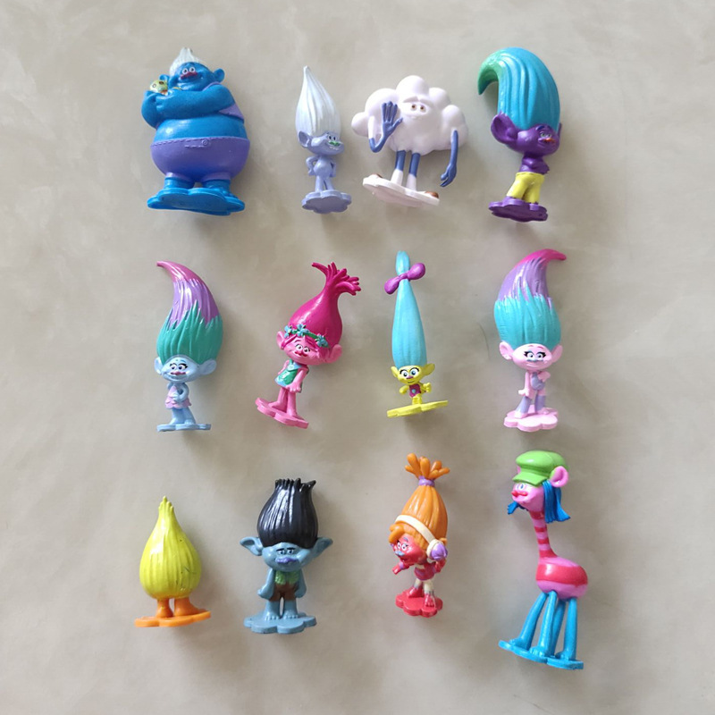 12Pcs/Set 3-6cm Trolls Anime Figura Ramo De Papoula Princesa Biggie Guy ...
