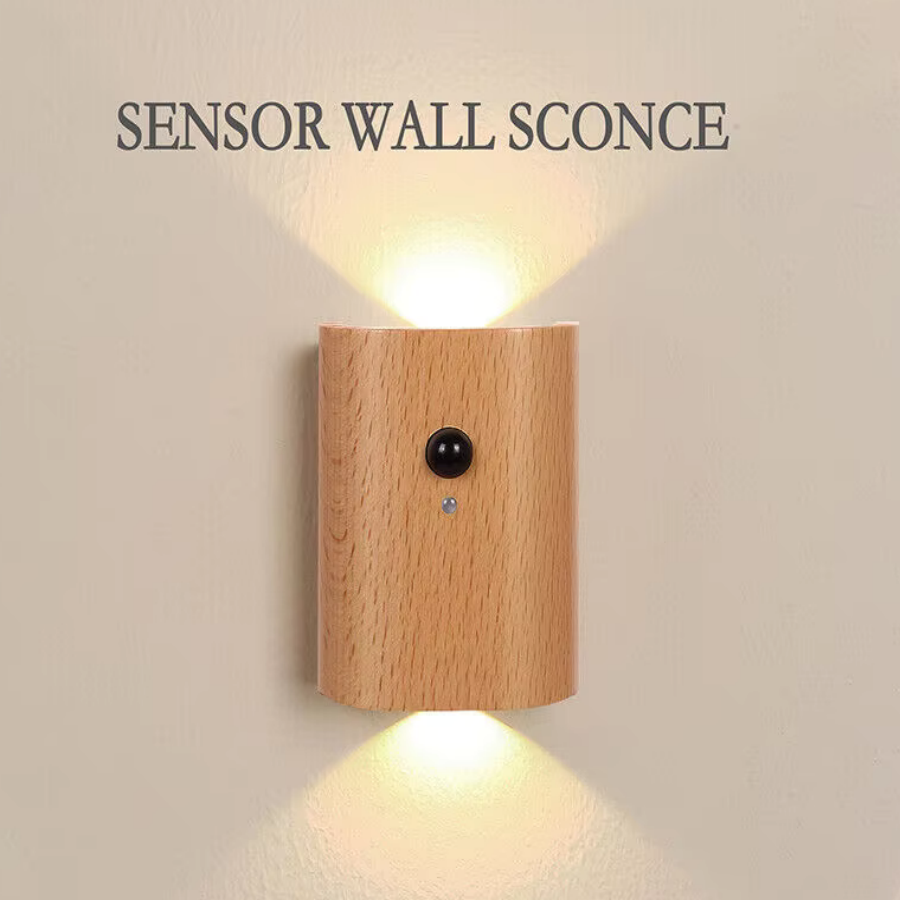 Luz de Parede Recarregável com Sensor de Ligação em Madeira para ...