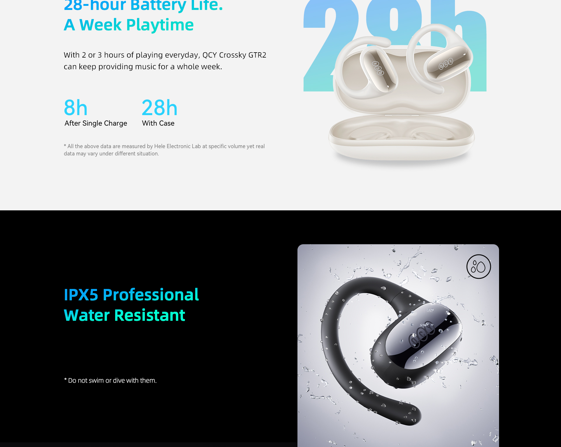 QCY T30/Crossky GTR2 Fone De Ouvido Aberto Sem Fio Bluetooth 5.4 Fones Bass Boost Conexão ...