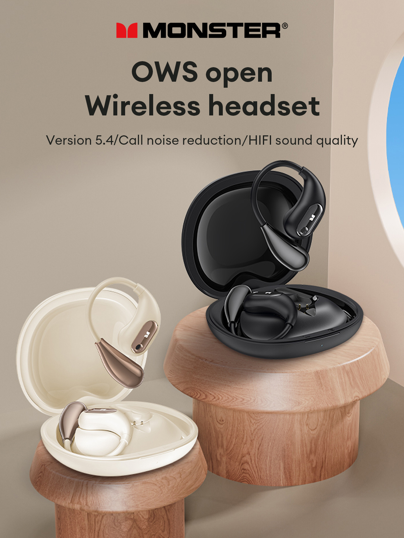 Monster MH22181 OWS Fone De Ouvido Bluetooth Chamada Redução De Ruído ...