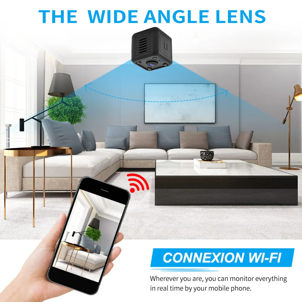 X6 Mini Câmeras IP HD 1080P Wifi Vigilância Sem Fio com Visão Noturna e ...
