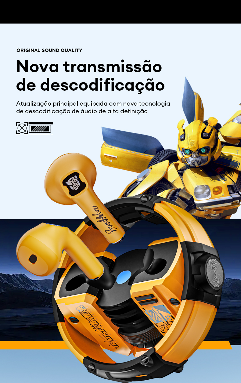 Transformers TF-T23 Fones De Ouvido Bluetooth Sem Fio Jogos sem ...