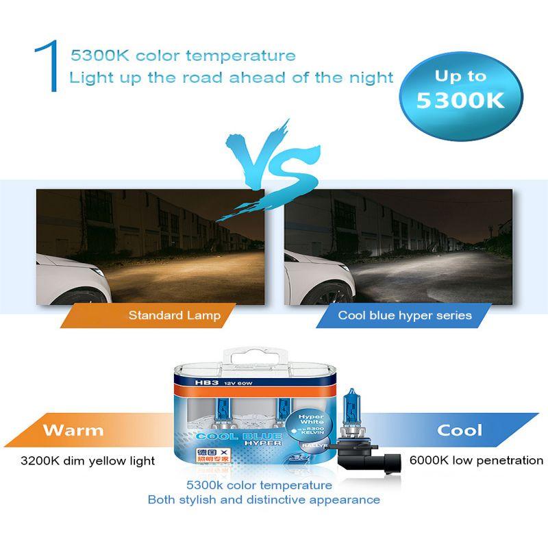 For OSRAM Cool Blue Hyper H1 H4 H7 H11 HB3 HB4 12V 5300K Lâmpadas originais de farol halógeno de ...