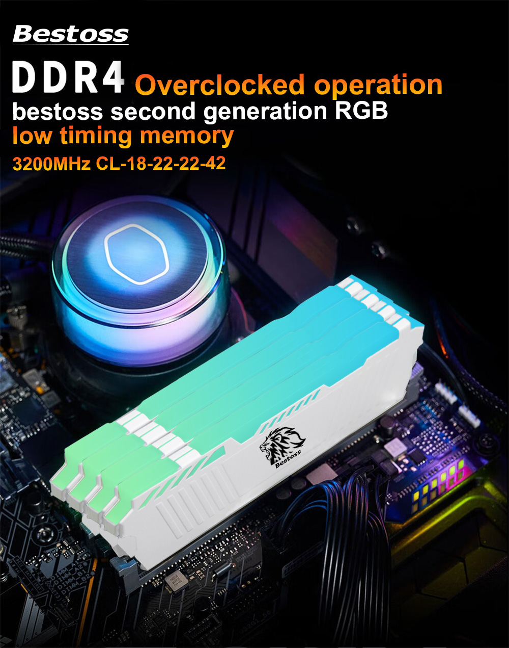 Bestoss Memoria RAM RGB DDR4 8GB 16GB 32GB (2x16GB) Kit 3200MHz 288pin ...