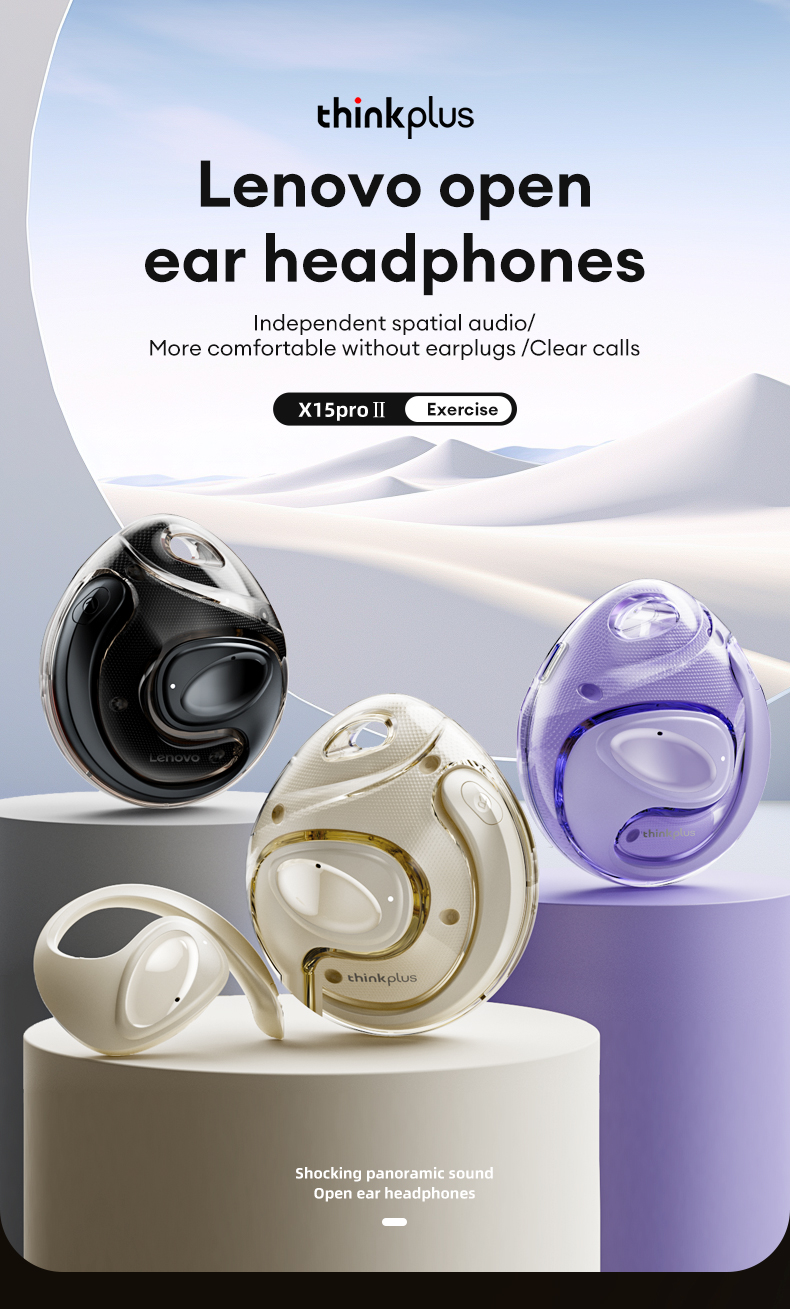 Lenovo Thinkplus X15 Pro II Bluetooth 5.4 Sem Fio Gancho Fones De ...