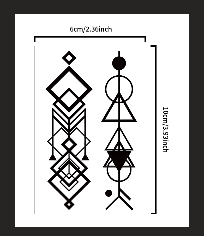 Adesivo De Tatuagem Geométrico Quadrado Triângulo à Prova DÁgua 1 2