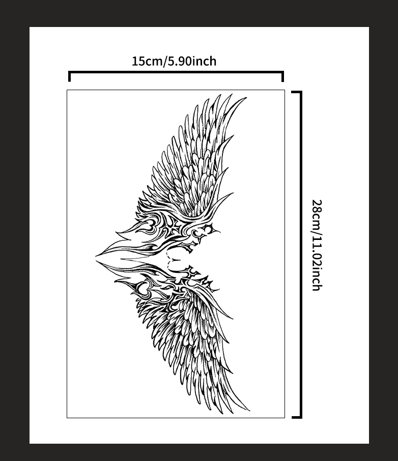 Adesivos De Tatuagem Temporários Line Back Wings De Longa Duração à