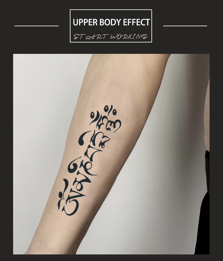 Adesivo De Tatuagem Temporário Com Padrão De Braço De Texto à Prova D