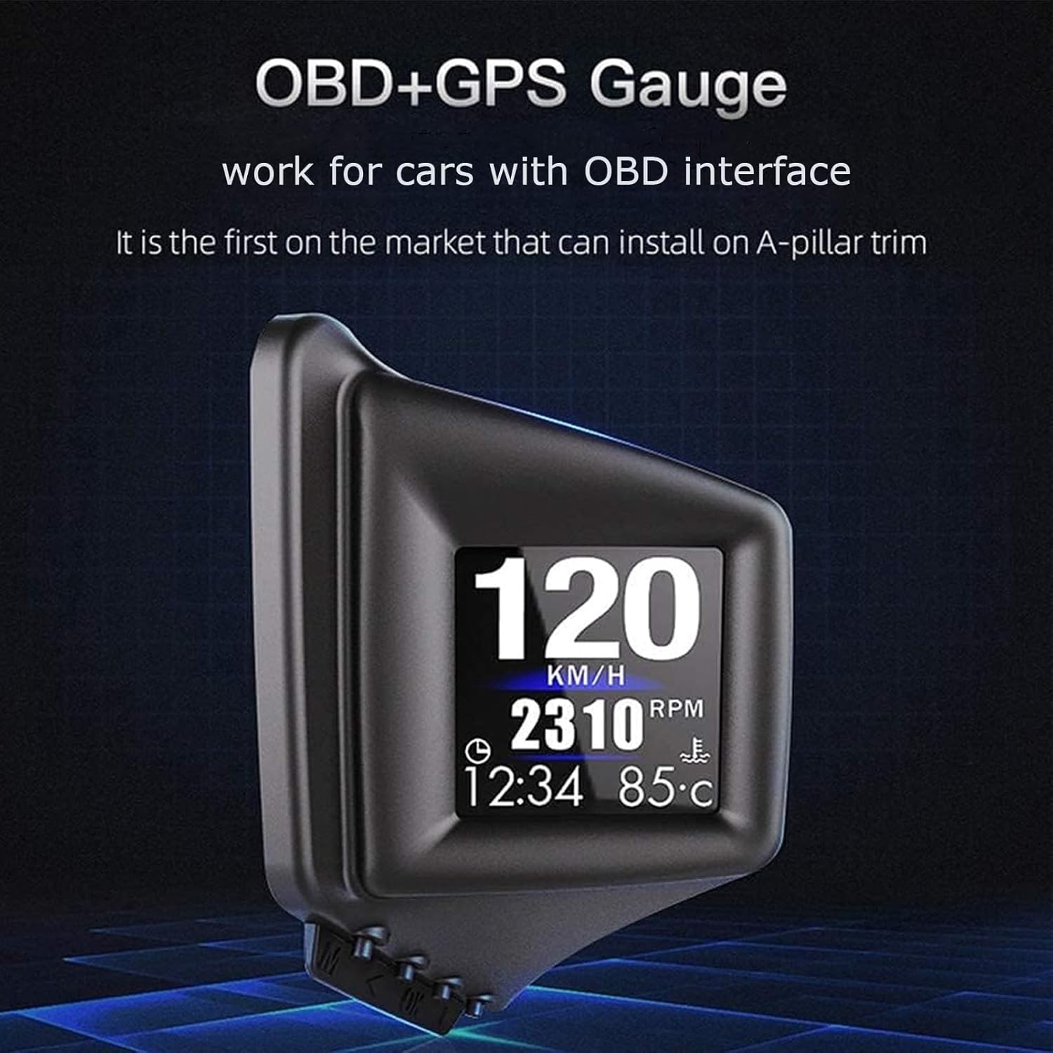 Visor OBD2 + GPS Dual System Smart Instrument Com Sistema De Alarme Odômetro Digital Para Todos ...