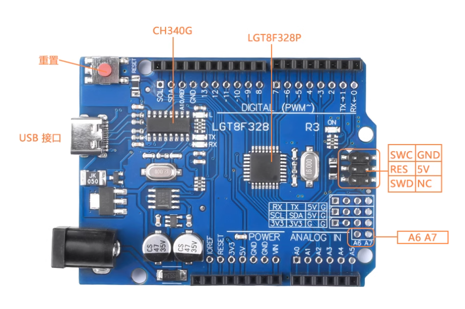 Placa De Desenvolvimento LGT8F328P UNO R3 CH340G 16Mhz Para Arduino ...