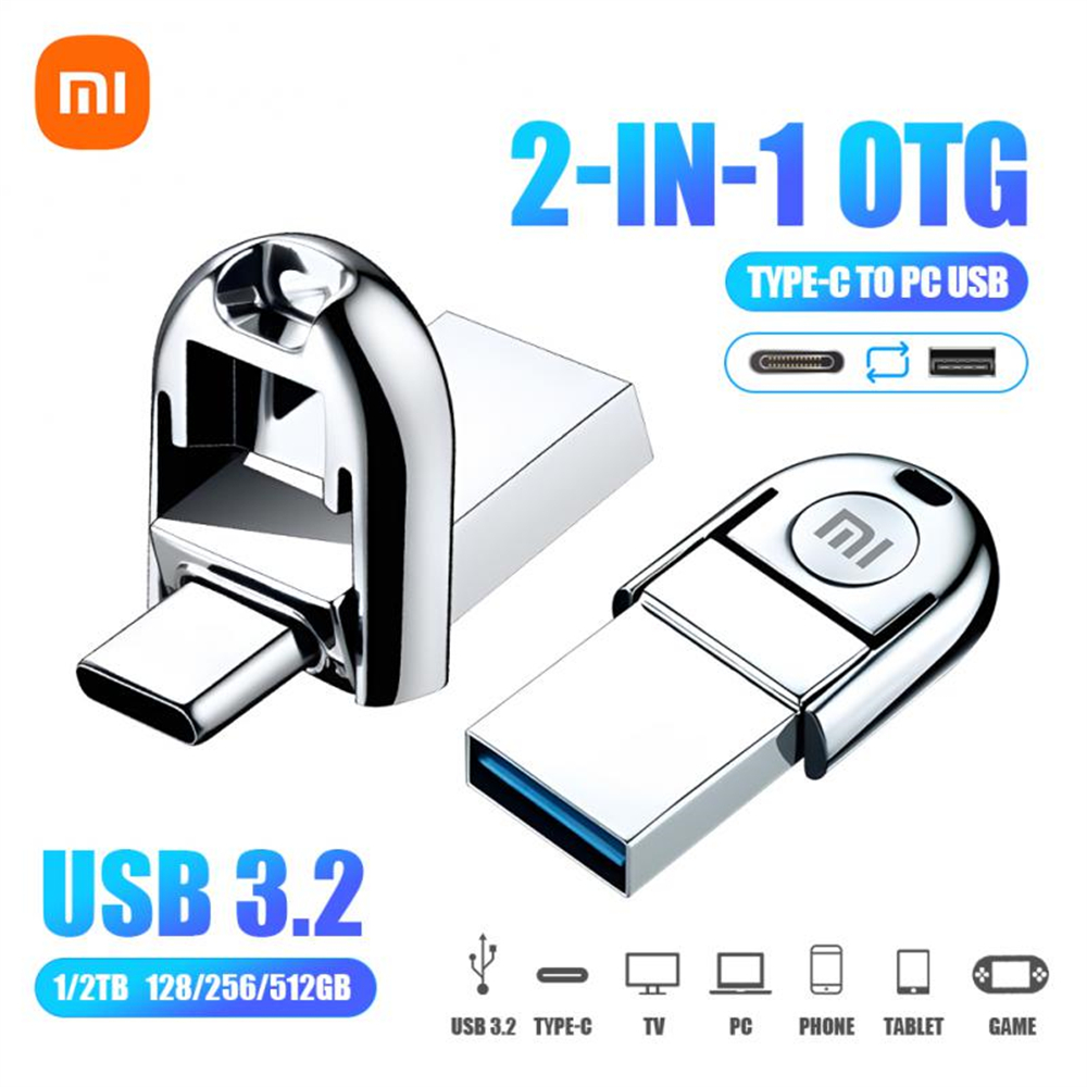 XIAOMI 2TB usb Flash Drive 2 Em 1 Tipo-c Pen 1TB U Disco Para Android ...