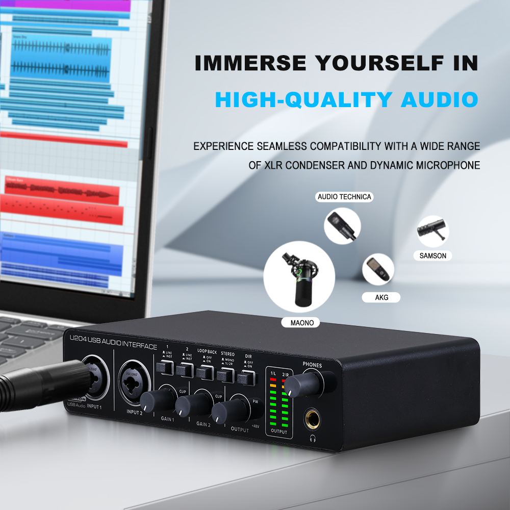 Interface De Áudio USB BOMGE U204 Para Gravação De Música De Computador ...