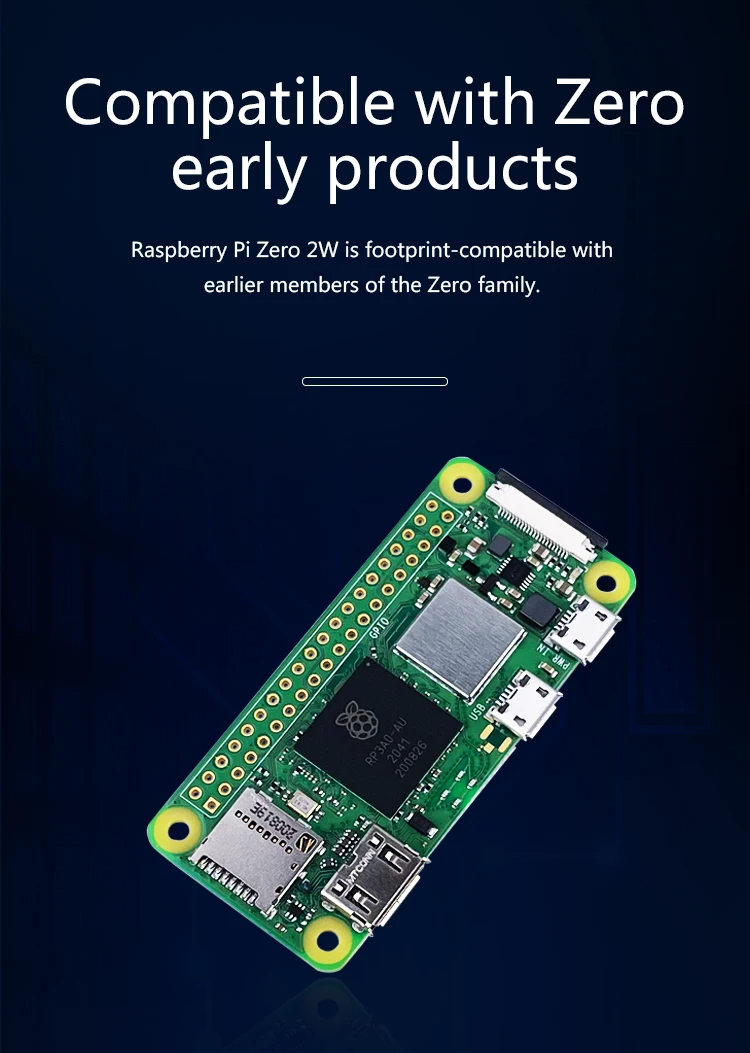 Raspberry Pi Zero 2W 1GHz Quad-core Braço De 64 Bits Cortex-A53 CPU ...