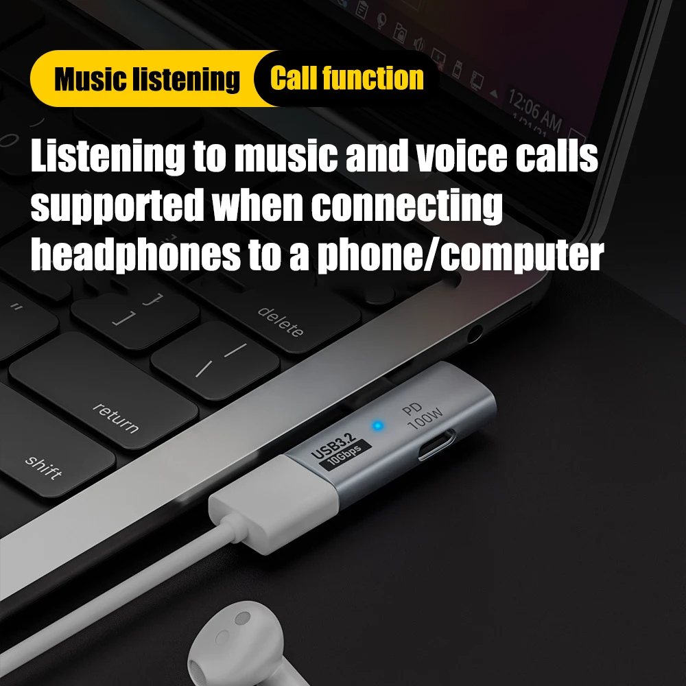 Conversor De Cabo 2 Em 1 USB3.2 Type C OTG Para PC Phone PD 100W ...