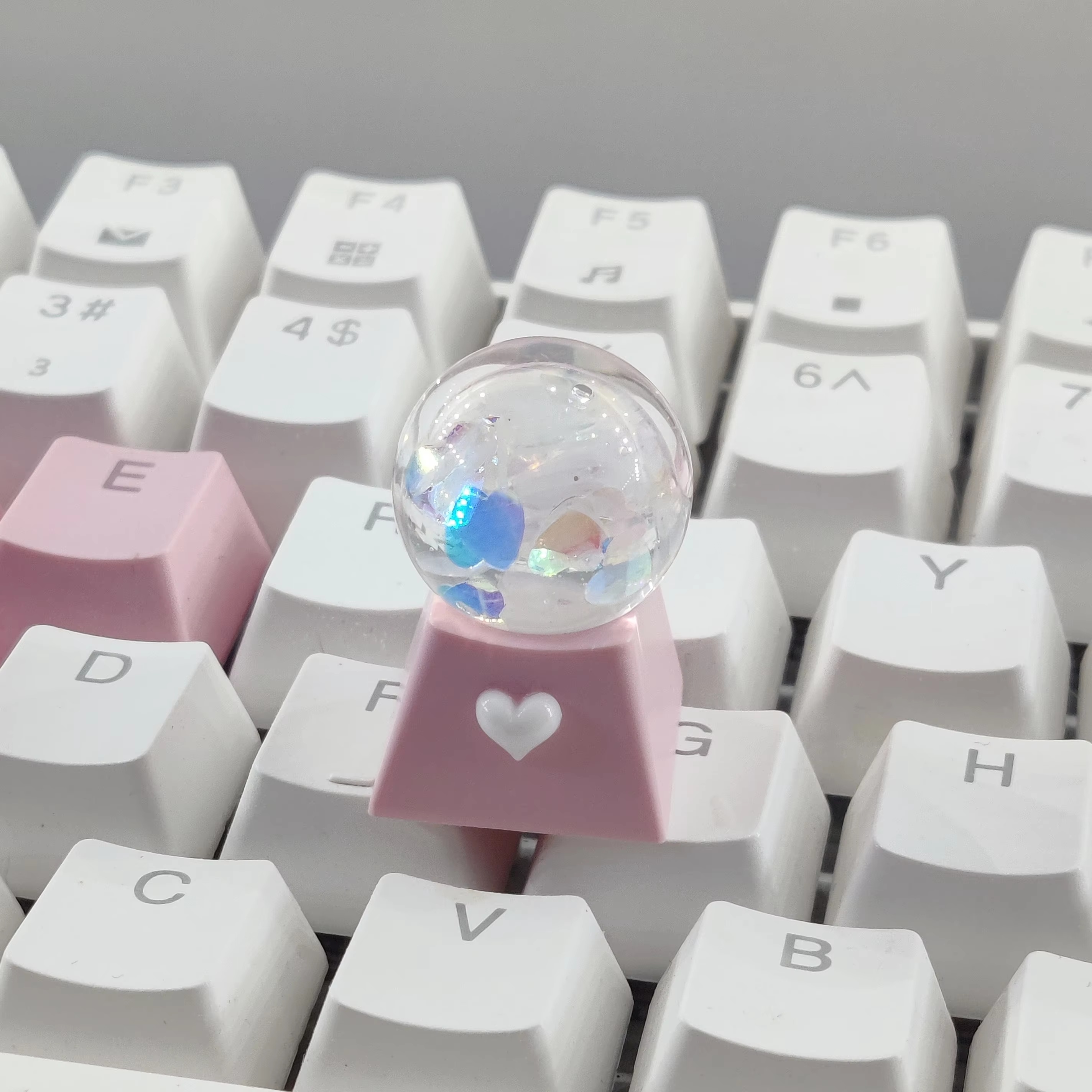 Teclado Mecânico Keycap Cruz Rosa Em Forma De Coração Bola De Cristal ...