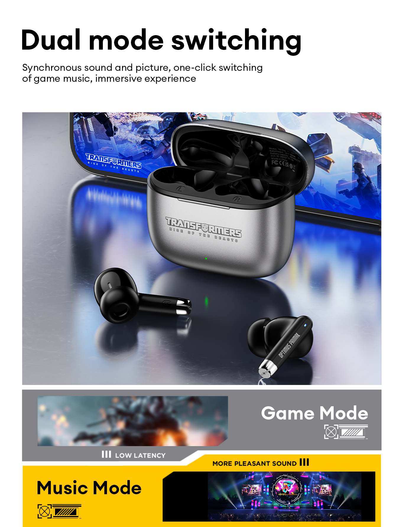 Transformers TF-T39 Fones De Ouvido Sem Fio Bluetooth 3D Estéreo Som ...