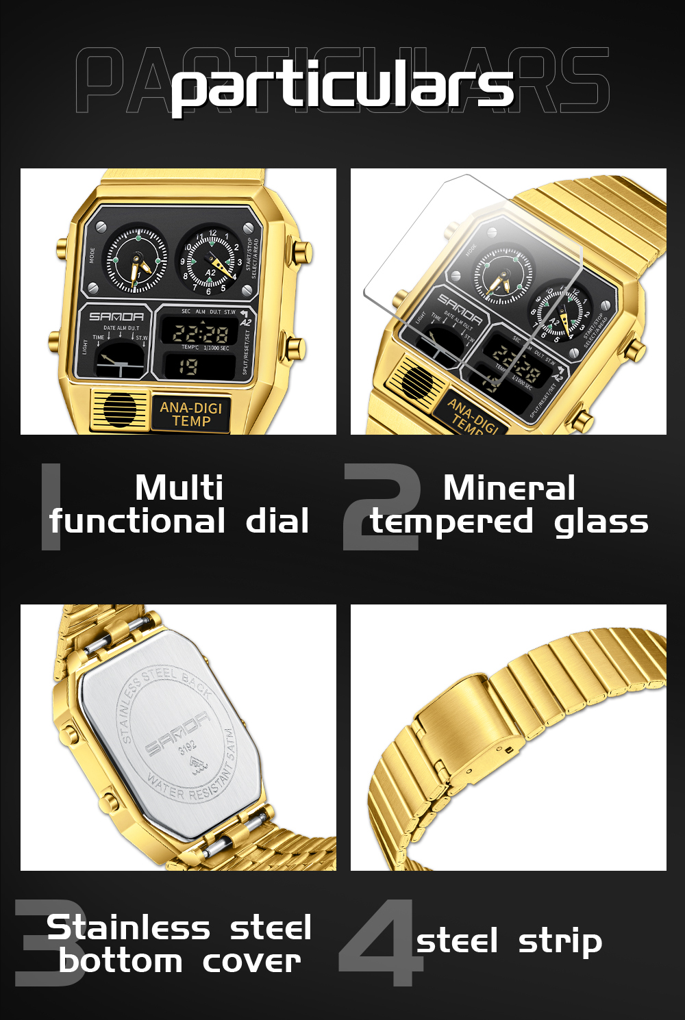 SANDA Top Relógio Eletrônico Para Jovens E Lazer Masculino Medidor De ...