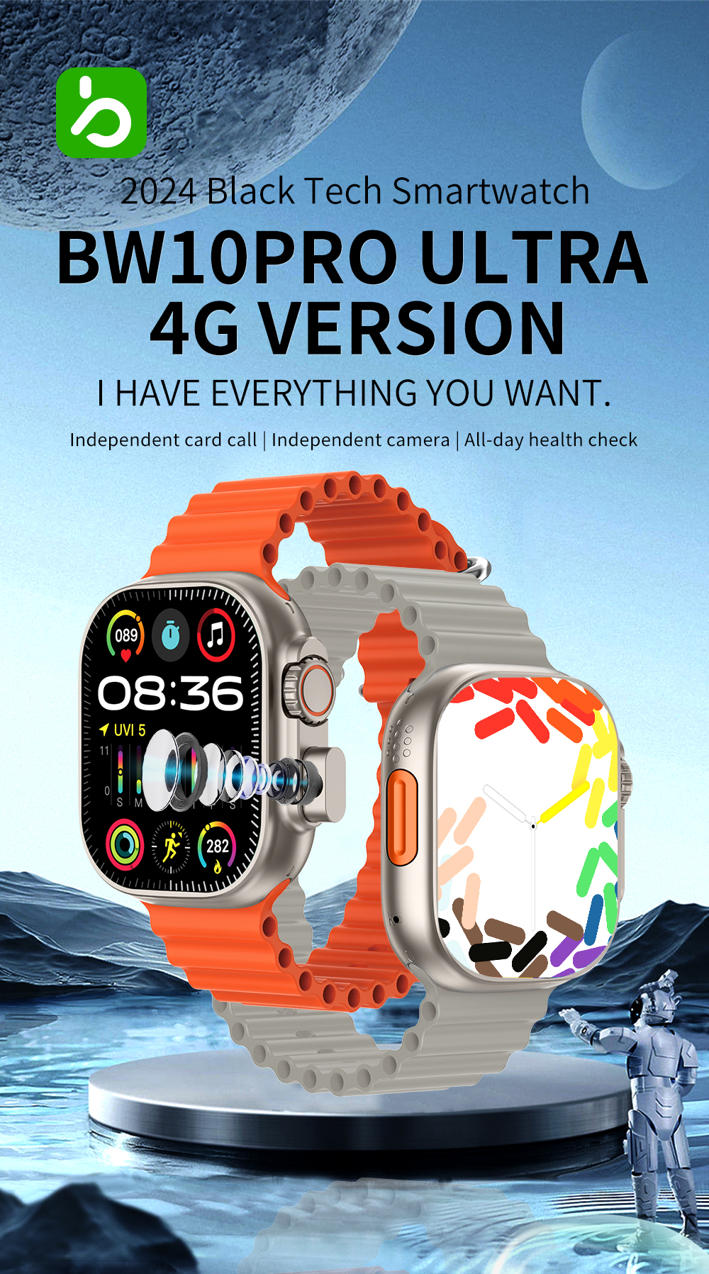 Com O Relógio SIM Card Slot Watch 9 Ultra Smart 4G Chamada Telefônica ...