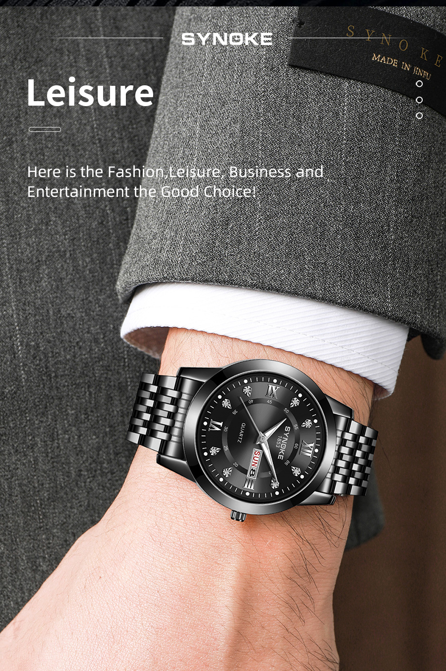 SYNOKE Relógio Masculino Original De Aço Inoxidável Multifuncional ...