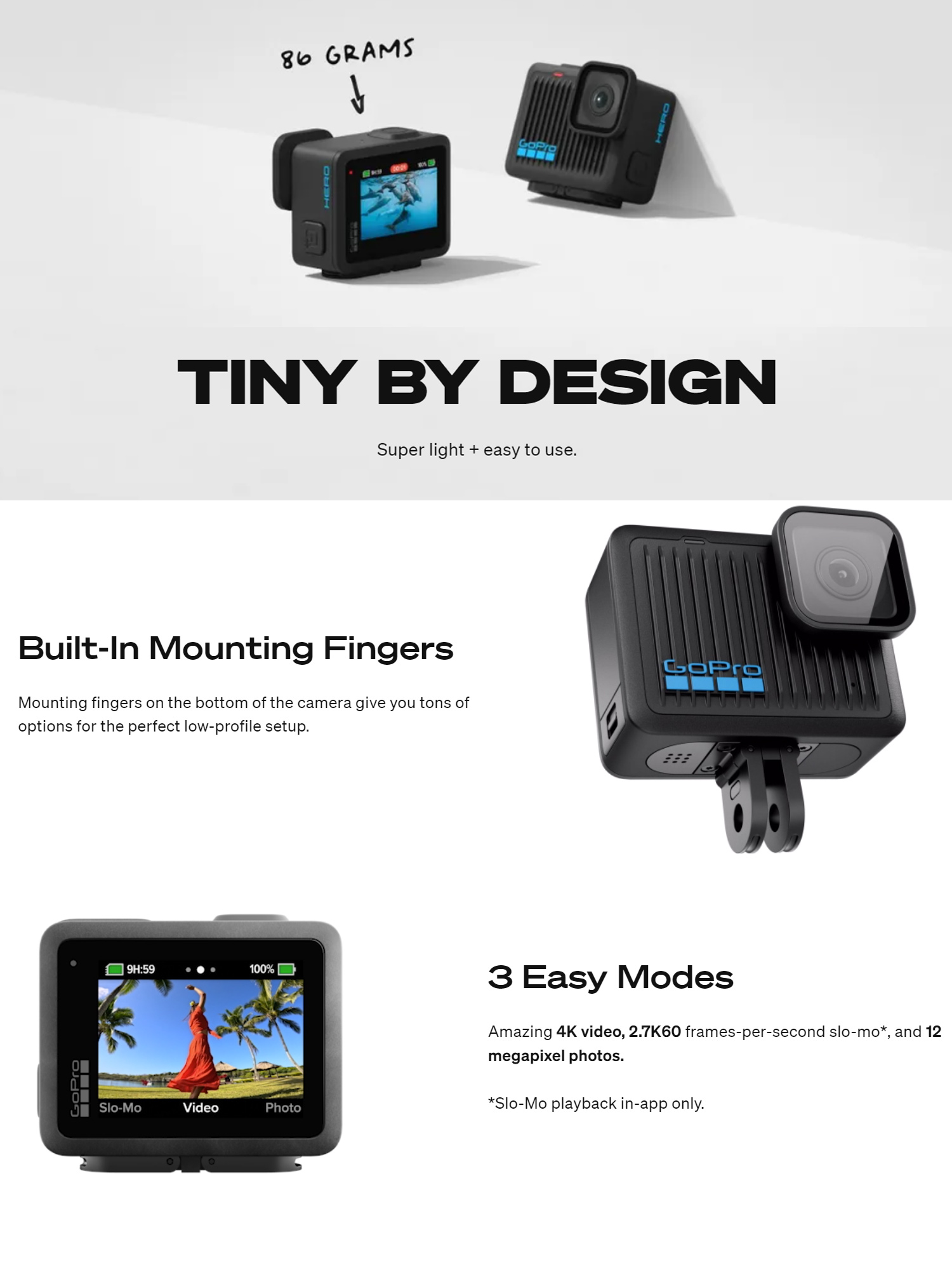 GoPro HERO , Tiny Por design E Fácil De Usar , Nossa Menor Câmera 4K ...