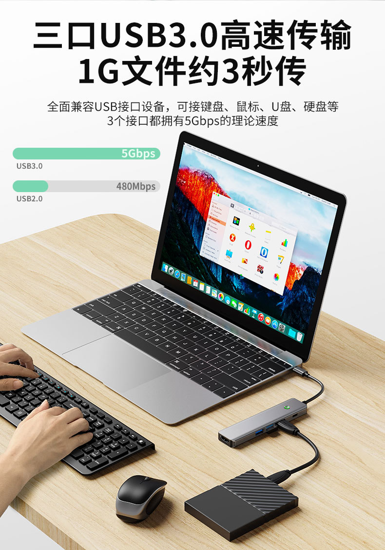 Estação De Acoplamento USB C 9 Em 1 , 4K/30Hz , Porta Compatível Com ...