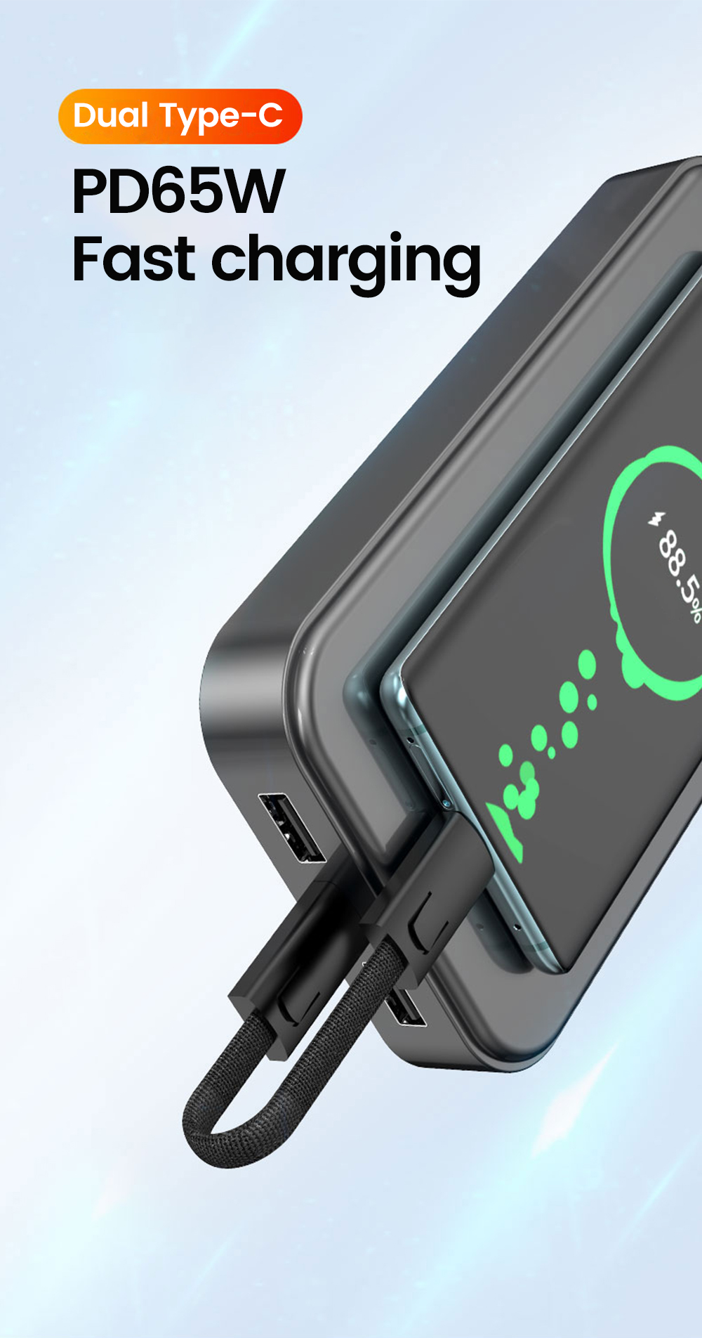 PD65W Chaveiro Portátil Cabo De Dados USB 3A Mini Para Tipo-C lOS ...