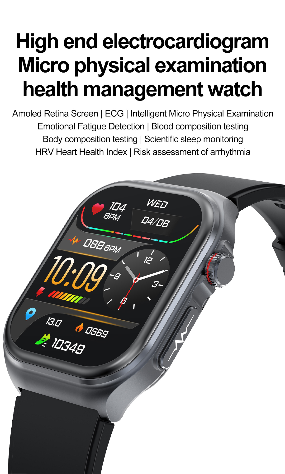 ECG + PPG Smartwatch AMOLED Bluetooth call Male NFC AI Diagnostic ...