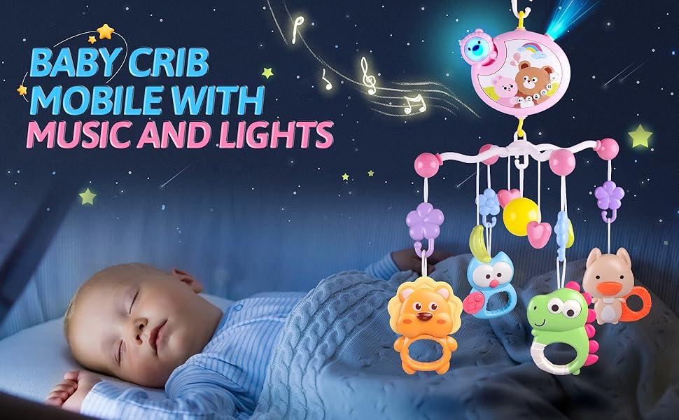 Baby Criby Mobile Com Música E Brinquedos Móveis Leves Berço Fofos ...