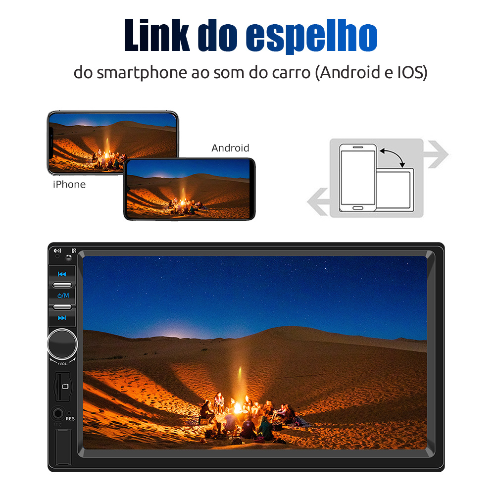 ESSGOO 1Din Rádio Para Carro 7 Polegadas Carplay E Android Tela De Toque Automática MP5 Mirror ...