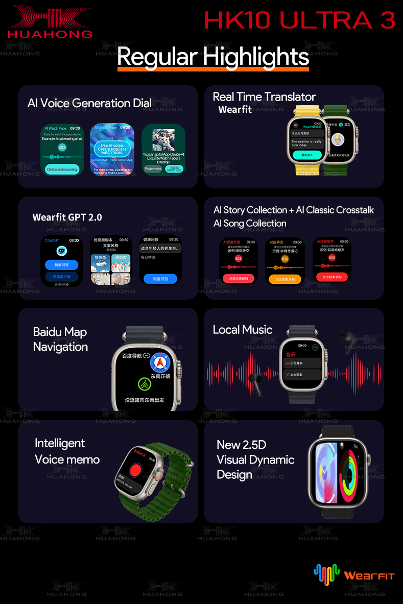 HK10 ULTRA3 AMOLED Relógio Inteligente ChatGPT 1GB ROM Série 10 BT Jogos De Chamada Bússola ...
