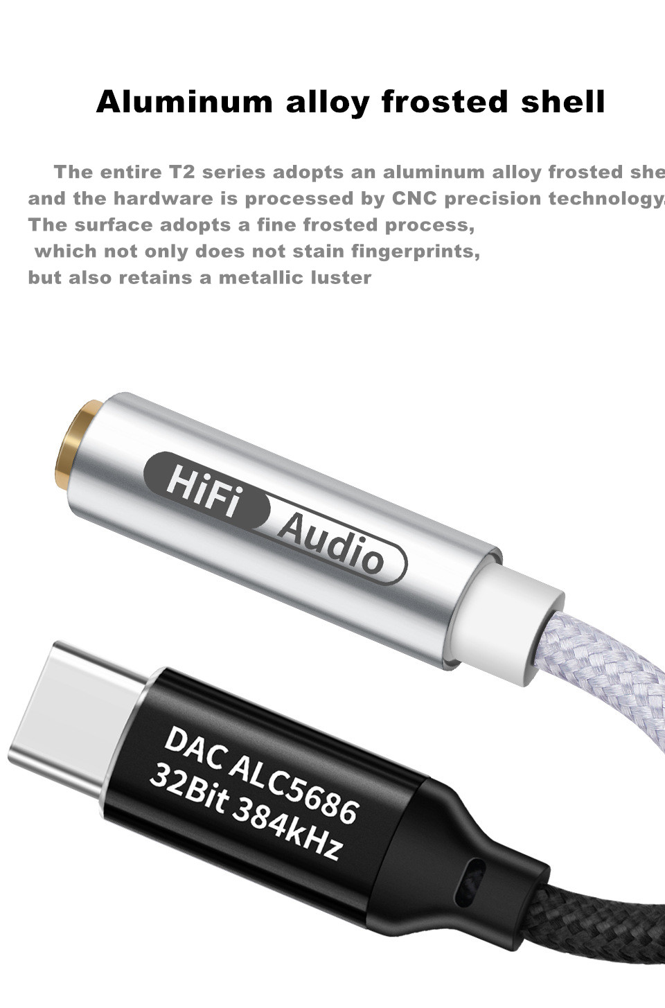 FRANSUN Série T2 Tipo C Para 3.5 Mm Cabo De Áudio Digital Amp Adaptador ...