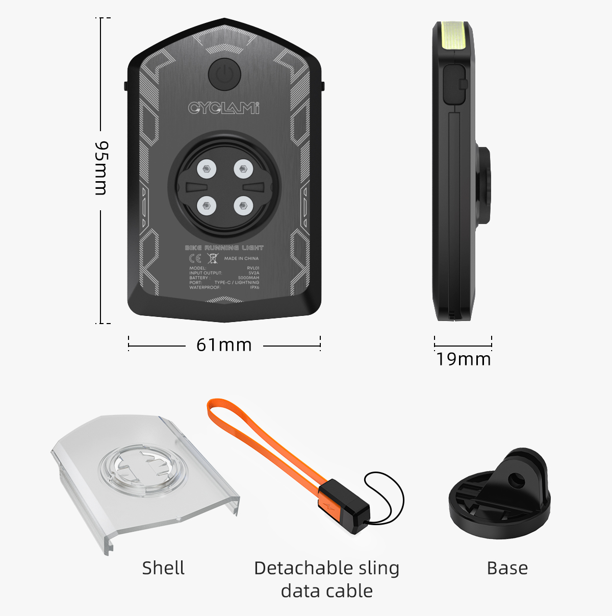 CYCLAMI RVL01 Luz De Bicicleta Ultraleve 5000mAh Bateria Luzes ...