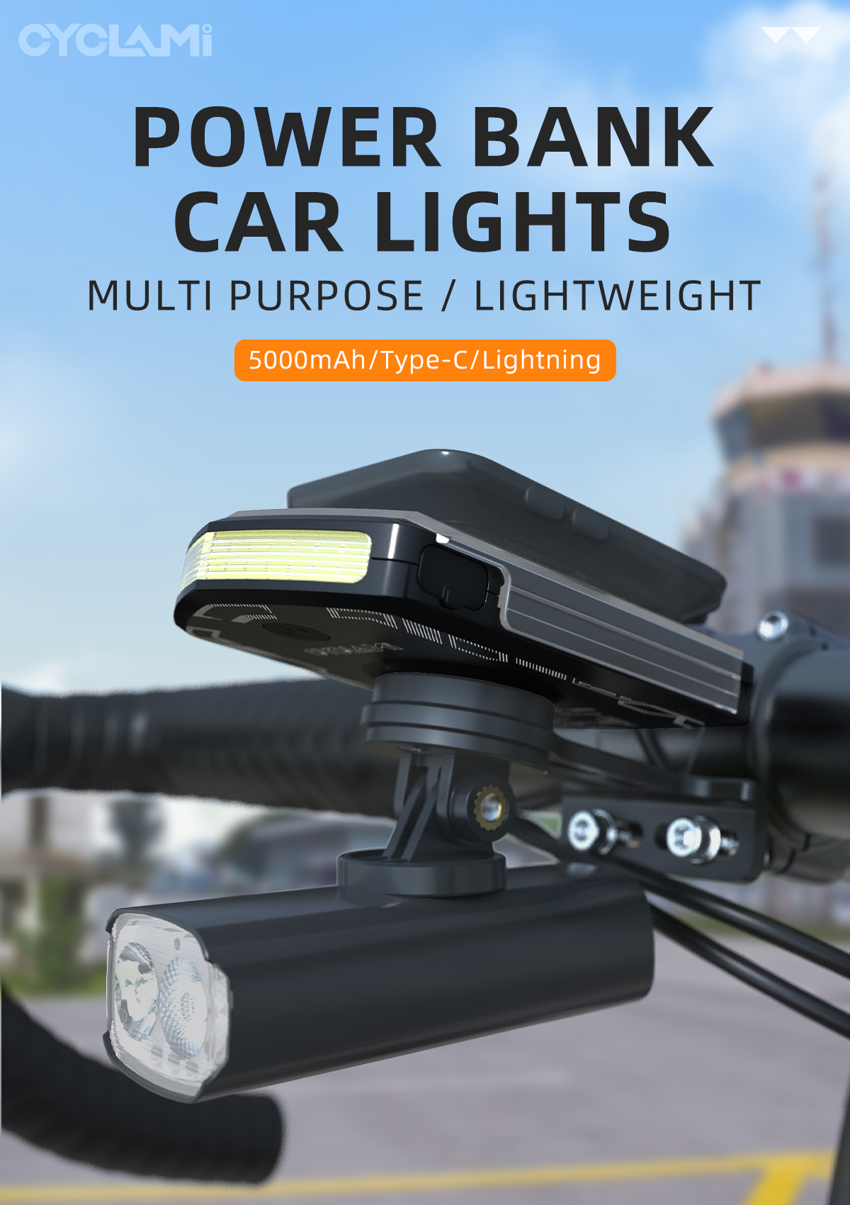 CYCLAMI RVL01 Luz De Bicicleta Ultraleve 5000mAh Bateria Luzes Dianteiras Lâmpada Versão ...