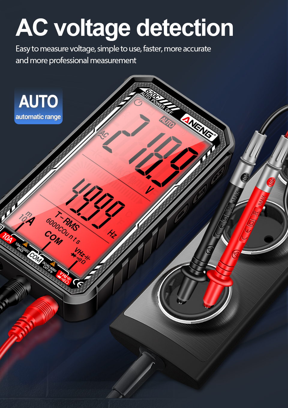ANENG 620C Multímetros Digitais Integrados De Bateria De Lítio 6000 ...
