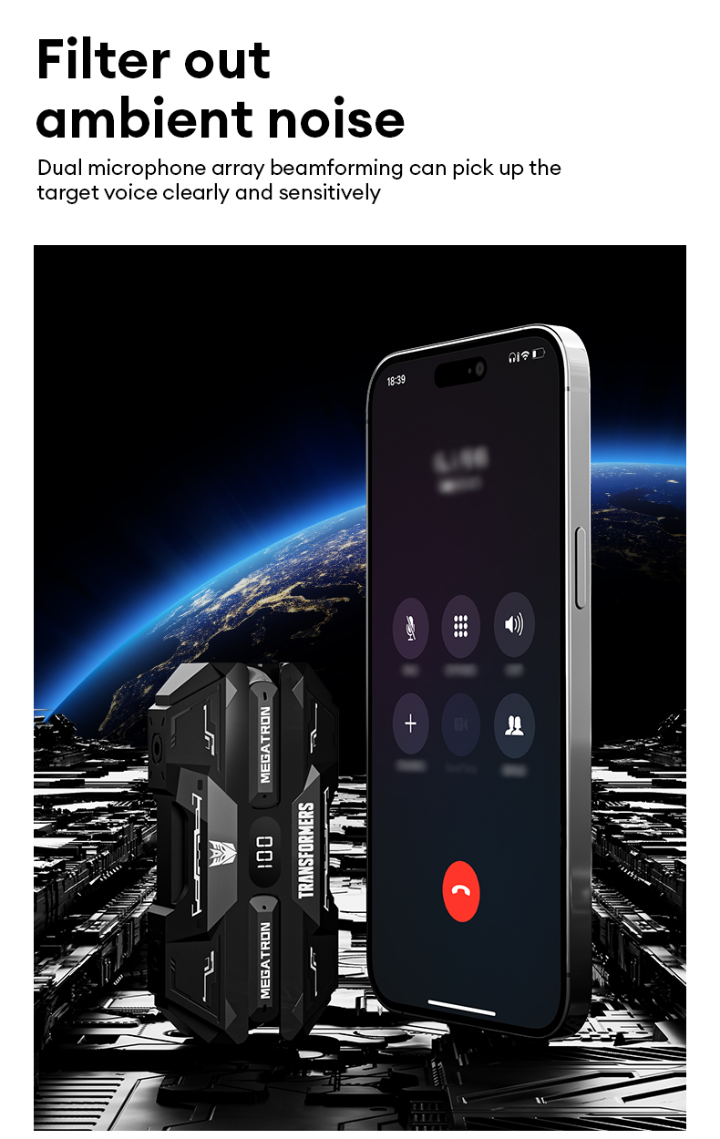 Transformers TF-T51 Fone De Ouvido Bluetooth Sem Fio Com Cancelamento ...