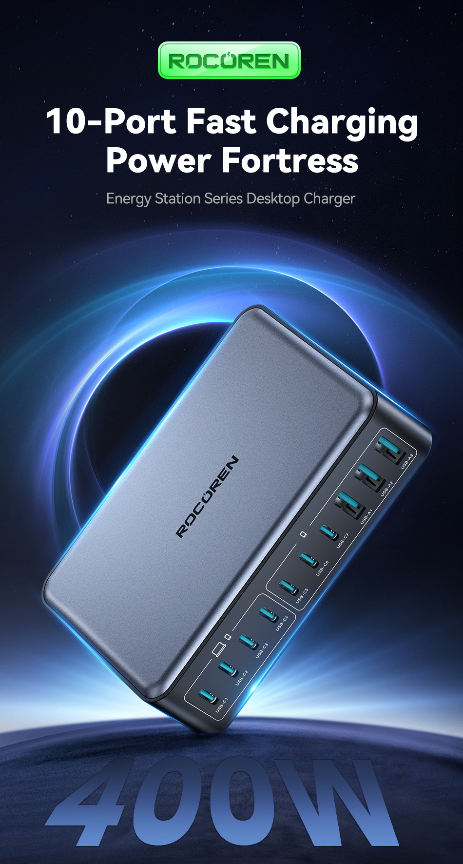Rocoren 400W 7C + 3A Série De Estação De Energia Carregador De Mesa De ...